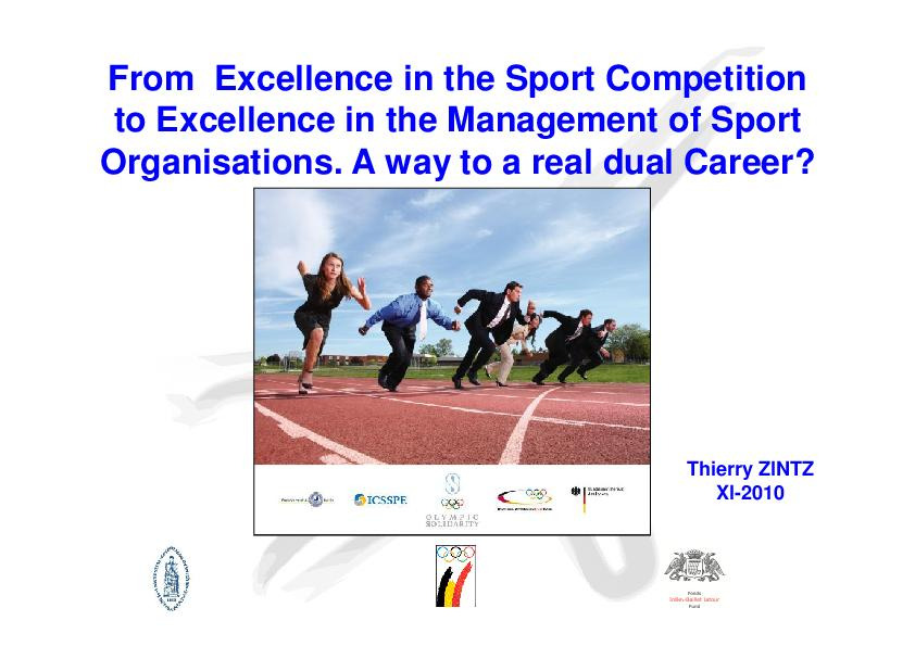 From Excellence in the Sport Competition to Excellence in the ...