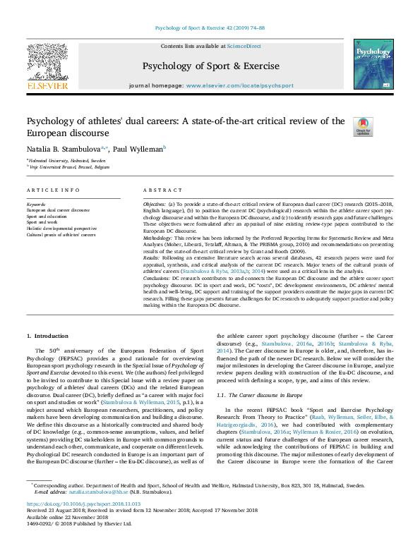 Psychology of athletes’ dual careers – IPR-A Repository
